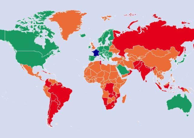 COVID-19 : quels pays se trouvent dans la liste rouge de la France ...